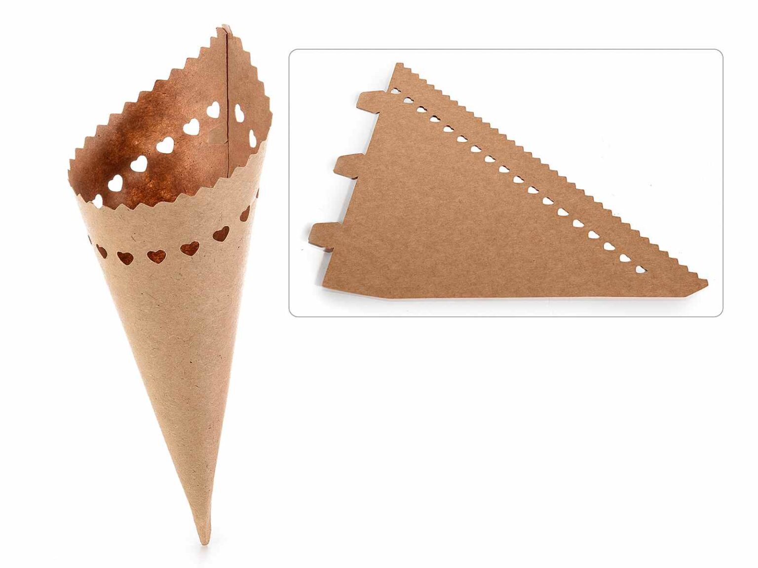 Coni per riso in carta kraft con cuori - AG Group